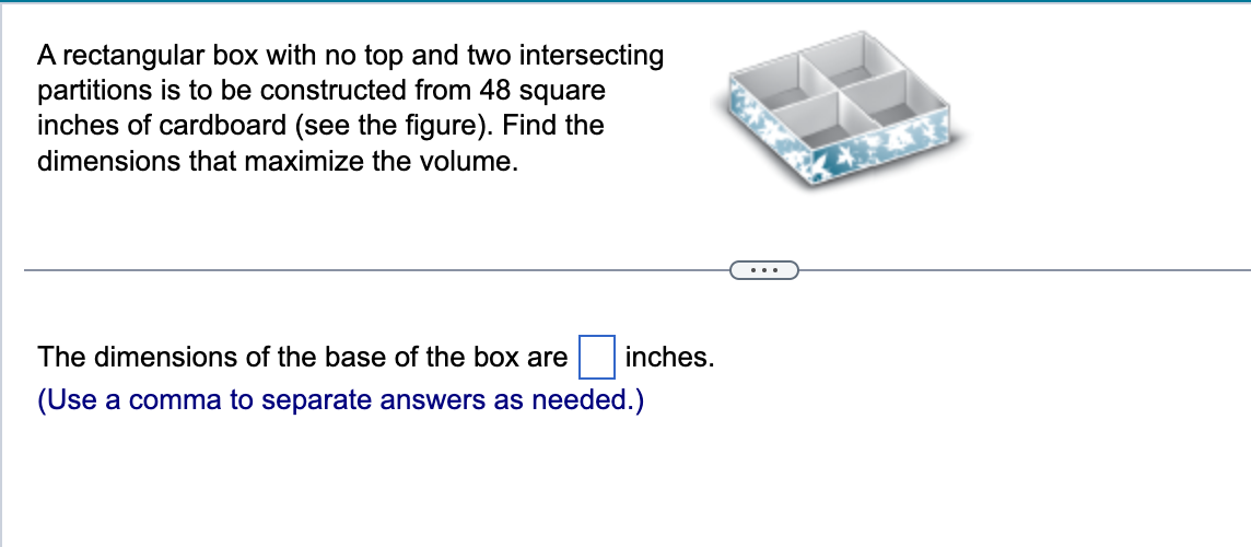 Solved A rectangular box with no top and two intersecting | Chegg.com