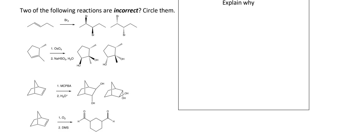 Solved Two of the following reactions are incorrect? Circle | Chegg.com