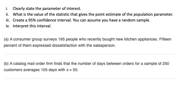 Solved i. Clearly state the parameter of interest. ii. What | Chegg.com