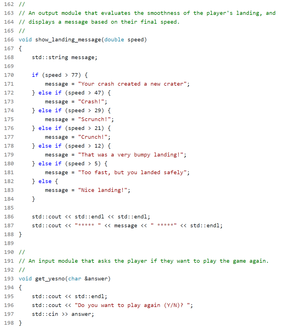 Solved In the source code for Lunar Lander (v.6) c, the | Chegg.com