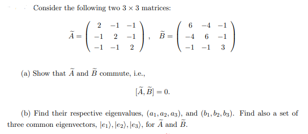 Solved Consider the following two 3 x 3 matrices: 2 -1 -1 6 | Chegg.com