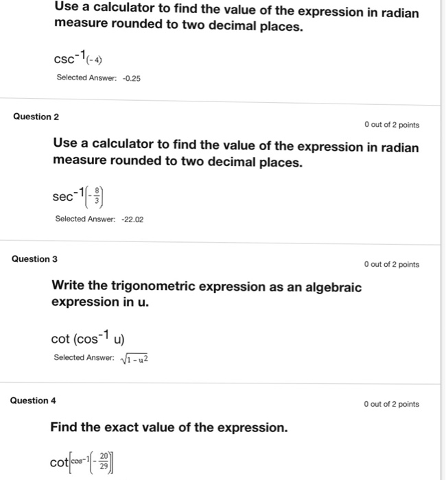 Solved Use a calculator to find the value of the expression | Chegg.com