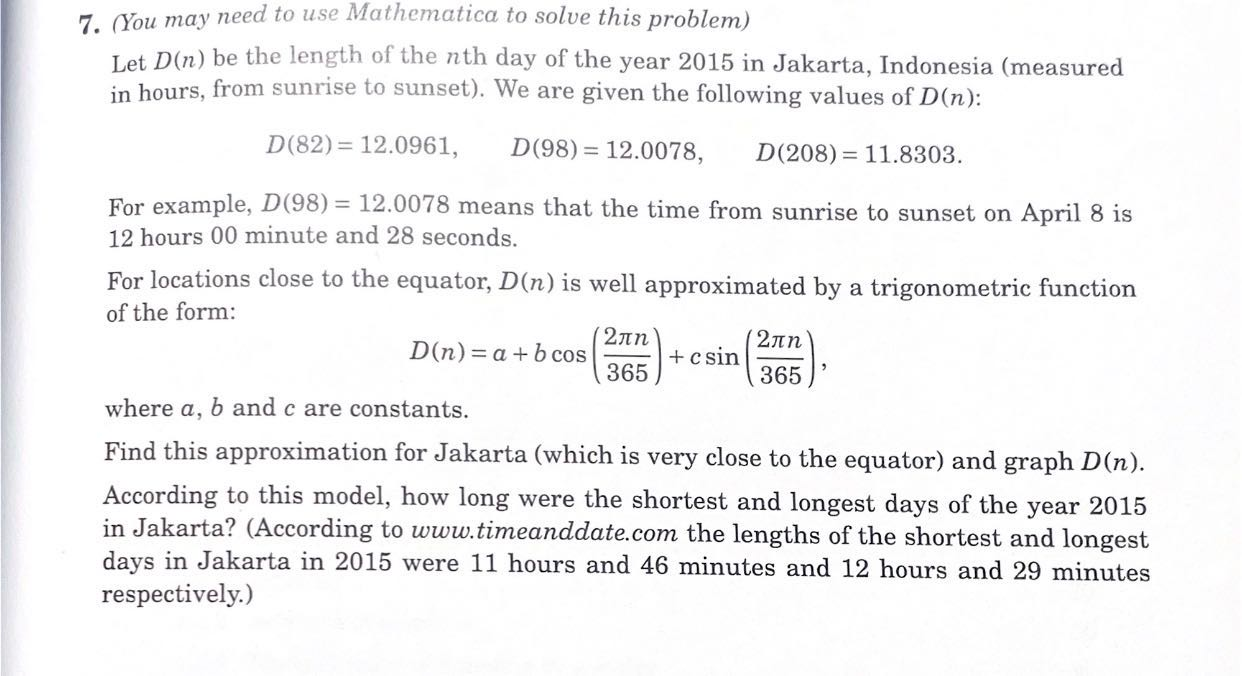 Solved 7 You May Need To Use Mathematica To Solve This