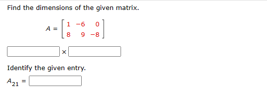 Solved Find the dimensions of the given matrix. | Chegg.com