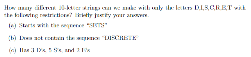 Solved How many different 10 -letter strings can we make | Chegg.com