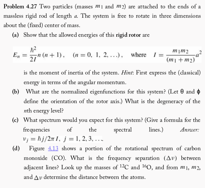 Solved Problem 4.27 Two particles (masses m and m2) are | Chegg.com