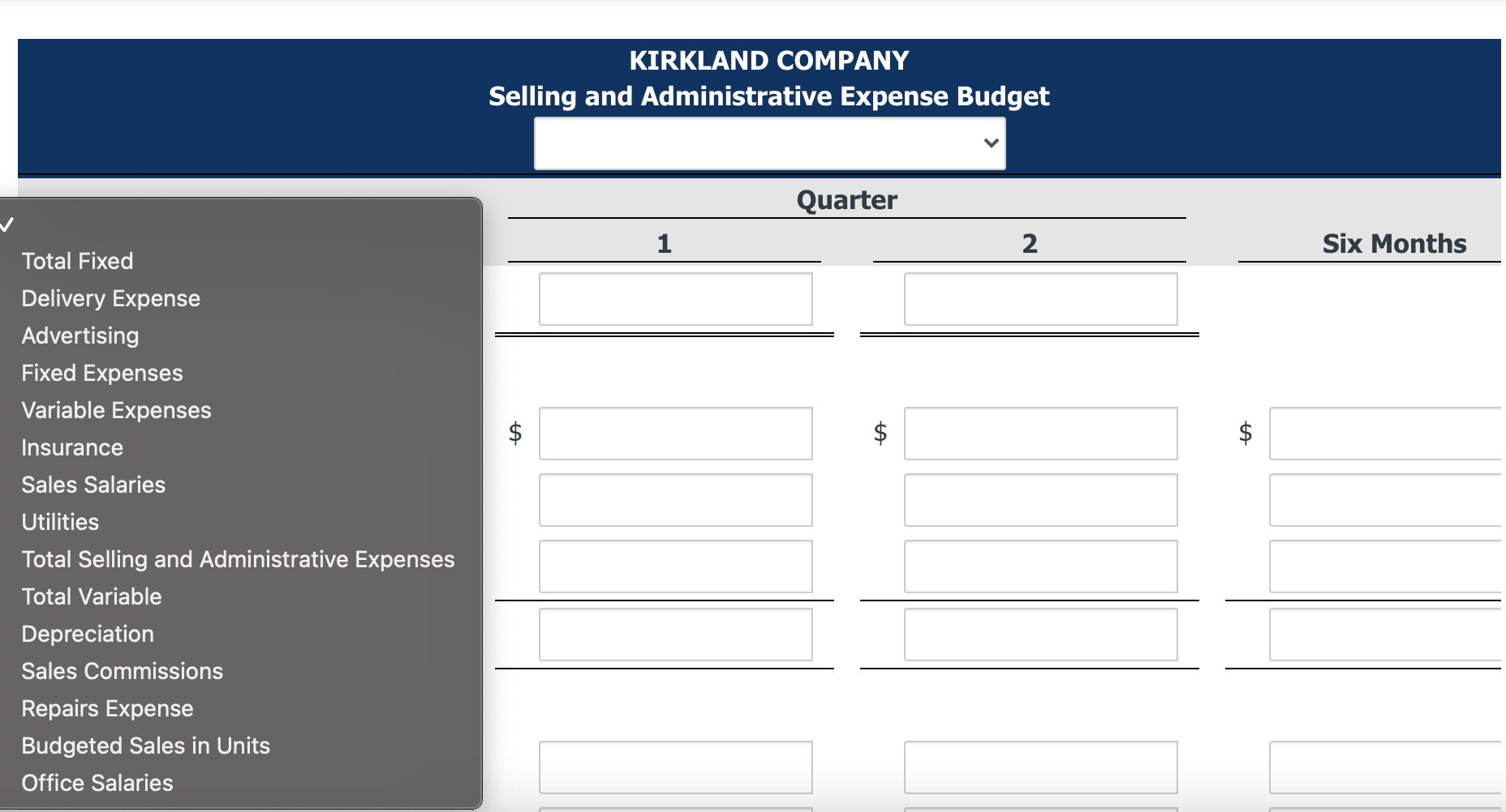 Solved Kirkland Company combines its operating expenses for | Chegg.com