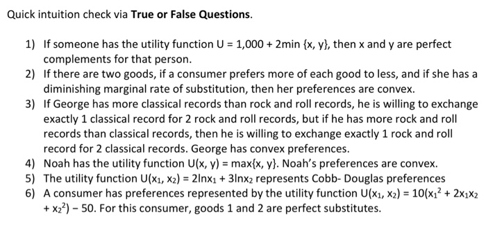 Solved Quick intuition check via True or False Questions. 1) | Chegg.com
