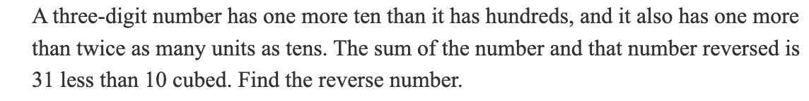Solved A three-digit number has one more ten than it has | Chegg.com