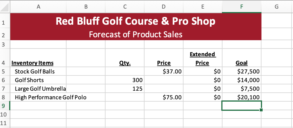 A B C D E F G Red Bluff Golf Course & Pro Shop | Chegg.com