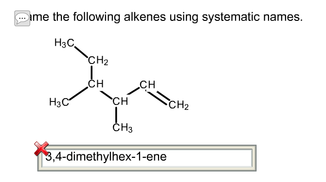 Solved me the following alkenes using systematic names. Н3С. | Chegg.com