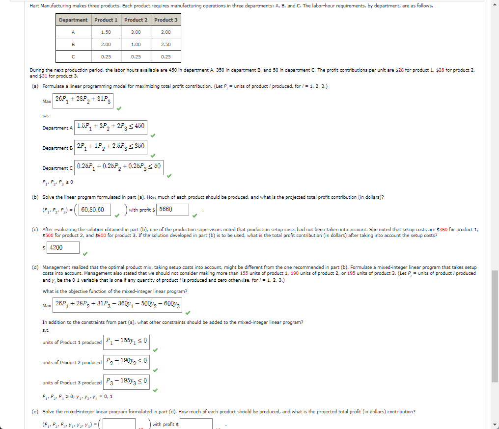and $31 for product 3 . (a) Formulate a linear | Chegg.com