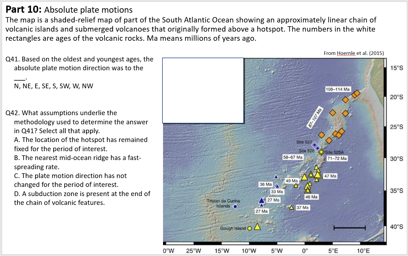 Solved Part 10: Absolute plate motions The map is a | Chegg.com