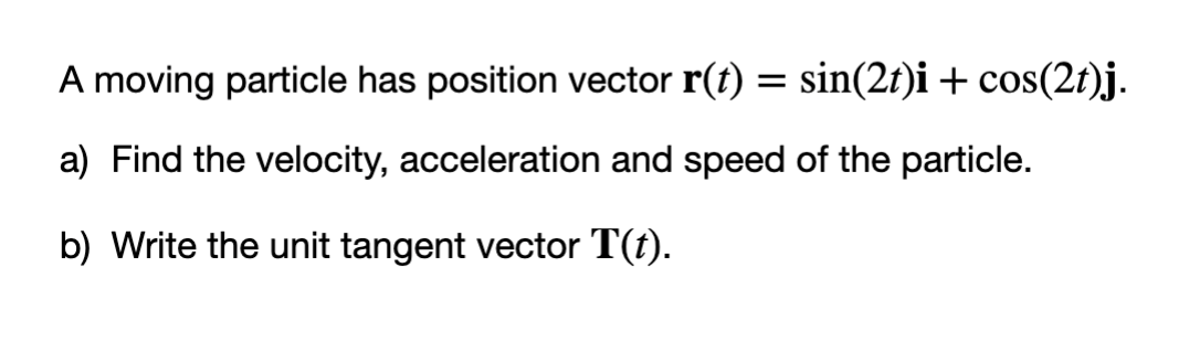 Solved A moving particle has position vector | Chegg.com
