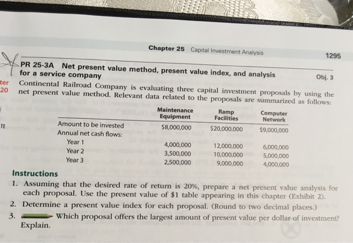 Solved Chapter 25 Capital Investment Analysis 1295 PR 25-3A | Chegg.com