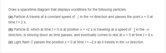 Solved Draw a spacetime diagram that displays worldlines for | Chegg.com