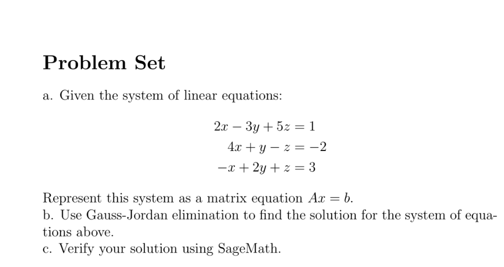 Solved a. Given the system of linear equations: | Chegg.com