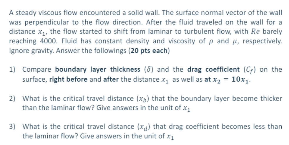 Solved A steady viscous flow encountered a solid wall. The | Chegg.com