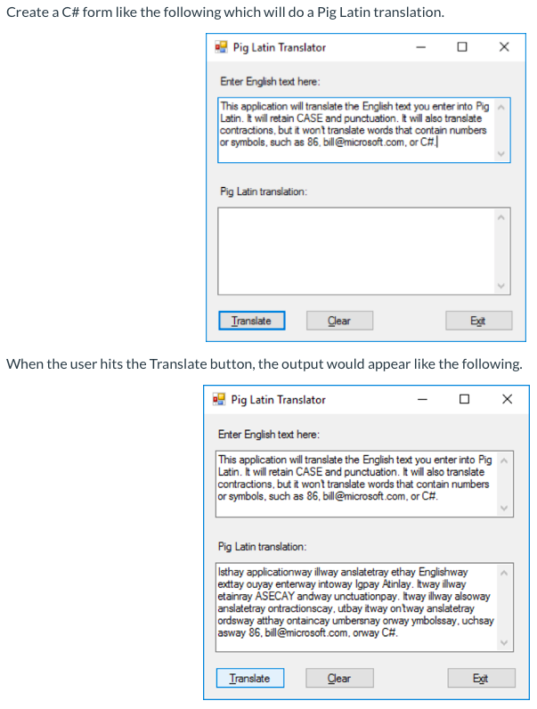Solved Create a C# form like the following which will do a | Chegg.com