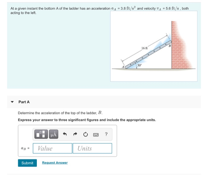 Solved At a given instant the bottom A of the ladder has an | Chegg.com