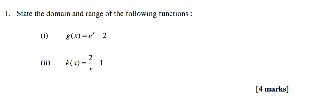 Solved 1. State the domain and range of the following | Chegg.com