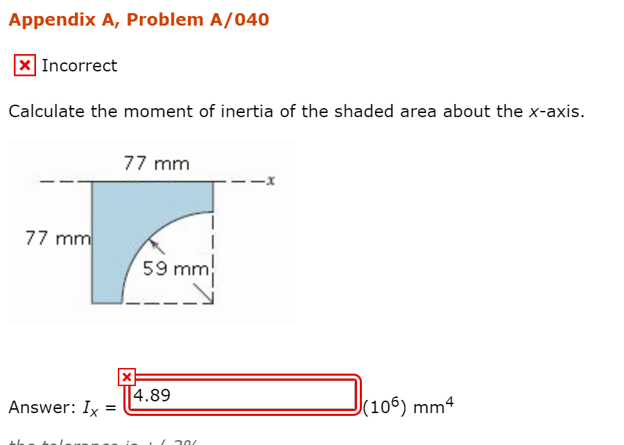 Solved Appendix A, Problem A/040 K] Incorrect Calculate the | Chegg.com