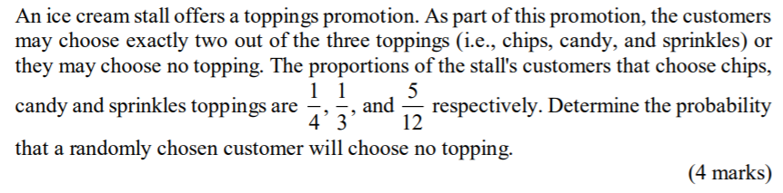 Solved An ice cream stall offers a toppings promotion. As | Chegg.com