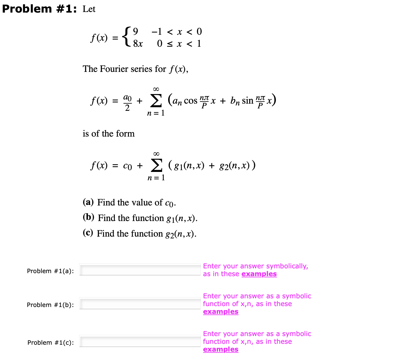 Solved Please answer ALL PARTS and give 3 ﻿final answers for | Chegg.com