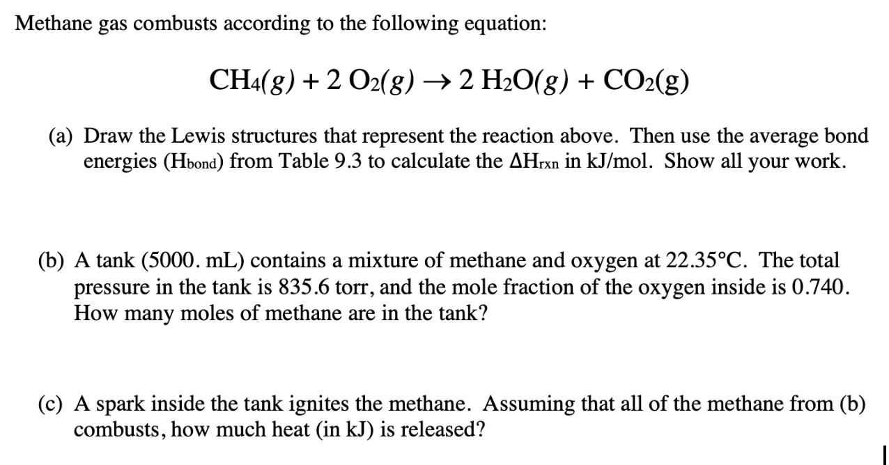 Solved Methane gas combusts according to the following | Chegg.com