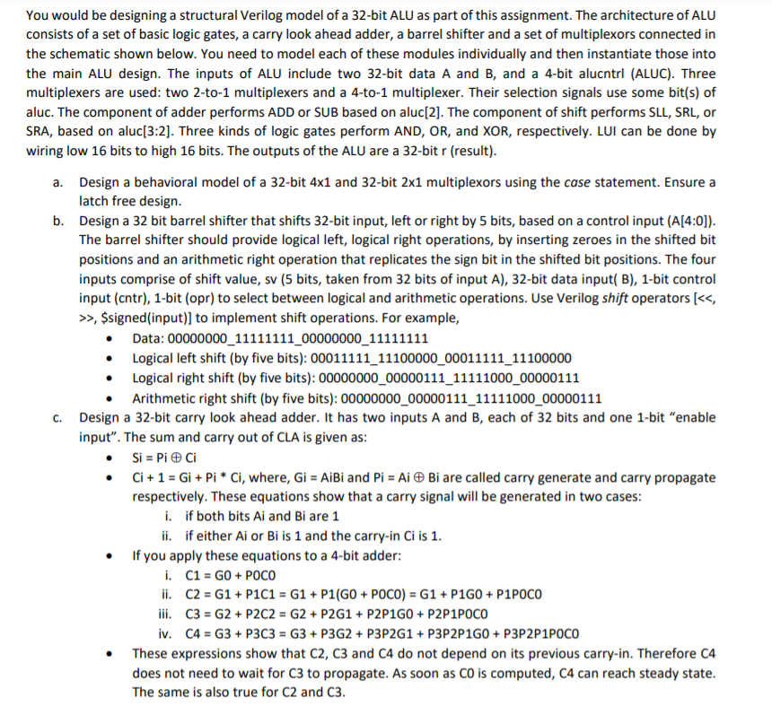 You would be designing a structural Verilog model of | Chegg.com
