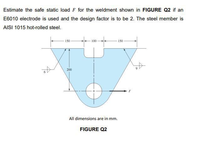 Solved Estimate the safe static load F for the weldment | Chegg.com
