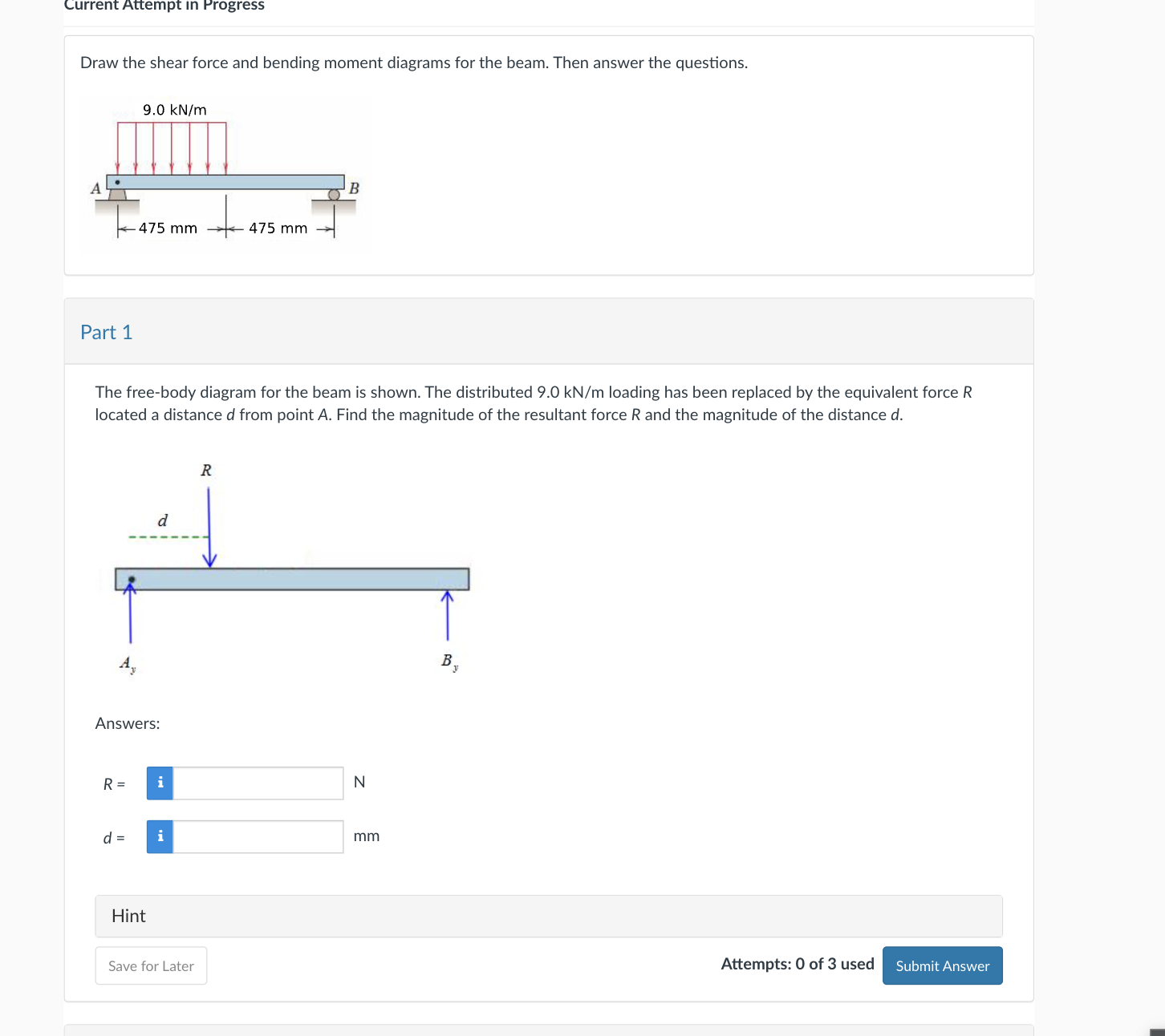 Solved Current Attempt in ProgressDraw the shear force and | Chegg.com