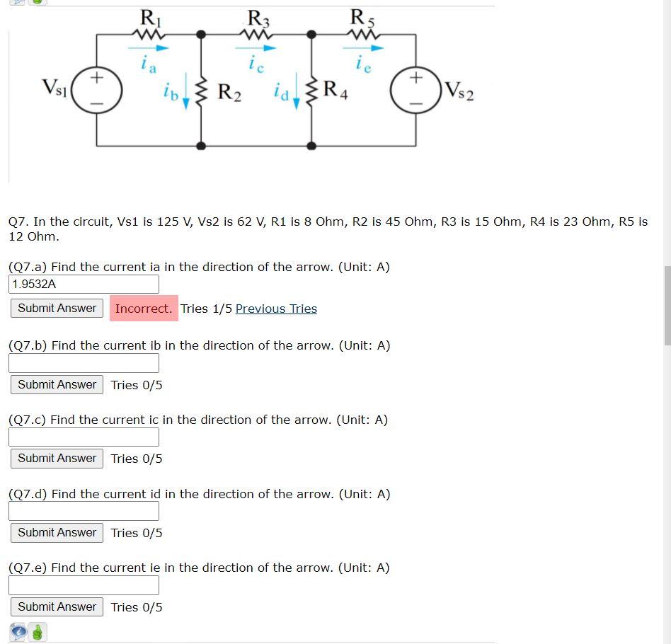 Solved R1 R3 R5 mi ic ie + Vsi + in } R2 id. BR4 Vs2 Q7. In | Chegg.com