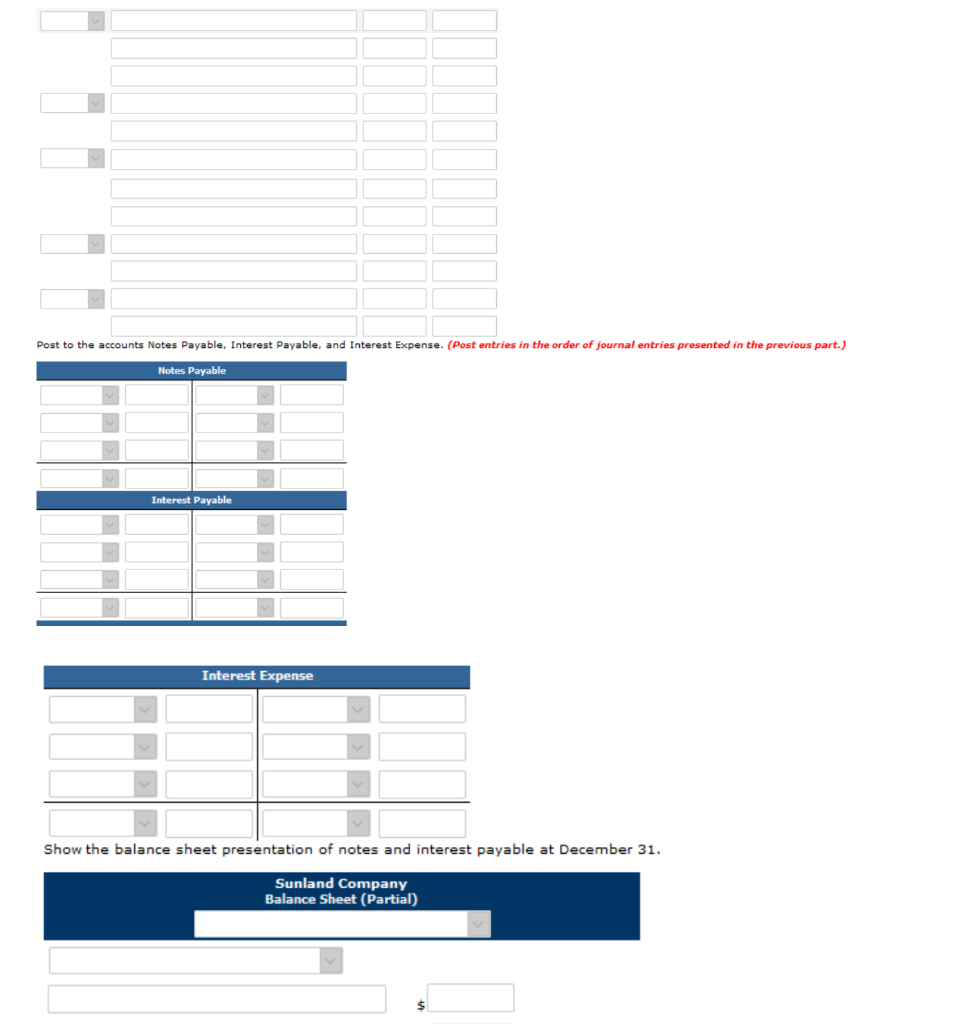 Solved Post to the accounts Notes Payable, Interest Payable, | Chegg.com