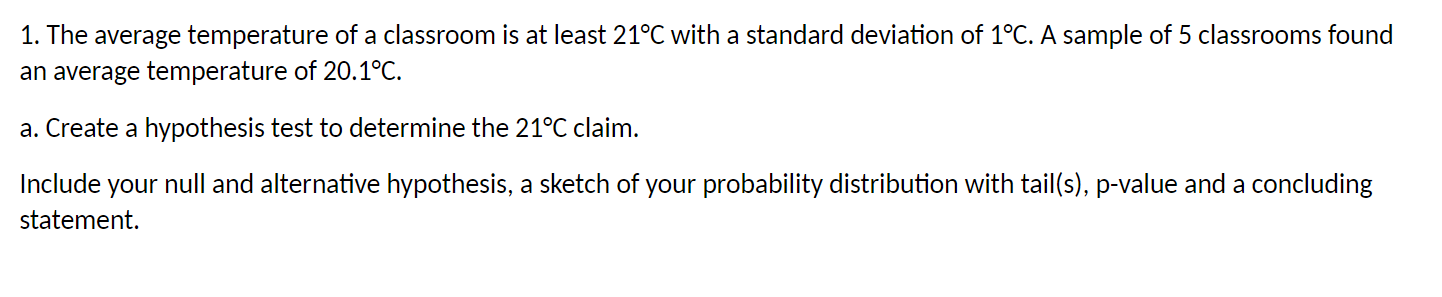 The average temperature of a classroom is at least | Chegg.com