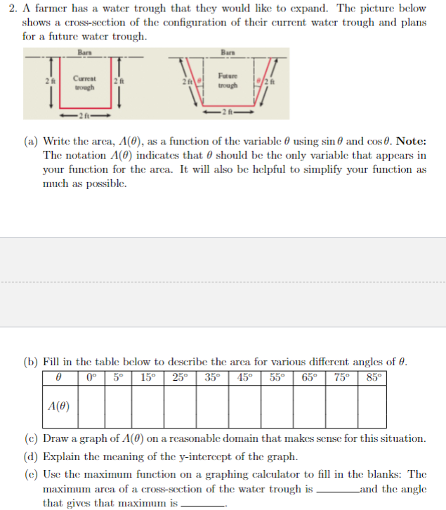 Solved Λ ﻿farmer has a water trough that they would like to | Chegg.com