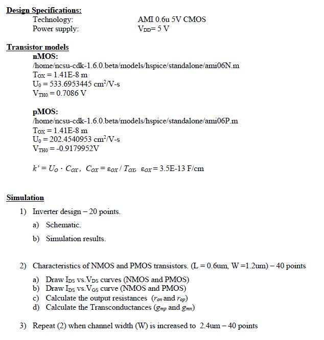 2. Characteristics of NMOS and PMOS transistors. (L = | Chegg.com