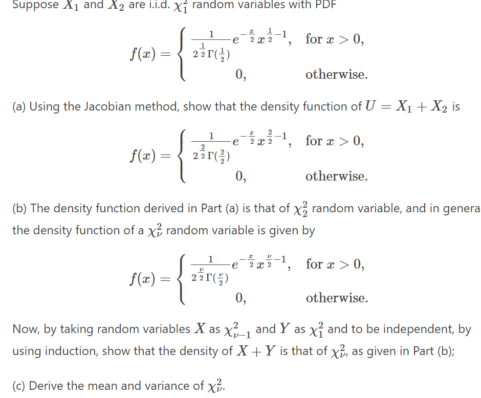 Suppose X1 and X2 are i.i.d. χ12 random variables | Chegg.com