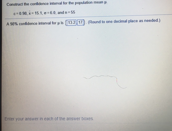 Solved Construct the confidence interval for the population | Chegg.com