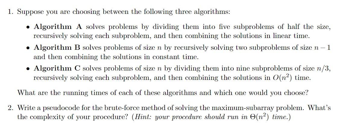 Solved 1. Suppose you are choosing between the following | Chegg.com