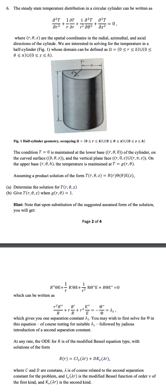 Solved 6. The steady state temperature distribution in a | Chegg.com