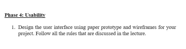 Solved Phase 4 Usability 1 Design The User Interface Using Chegg