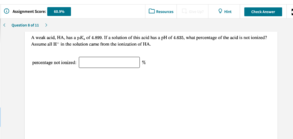 Solved Assignment Score: 60.9% Resources Hint Check Answer