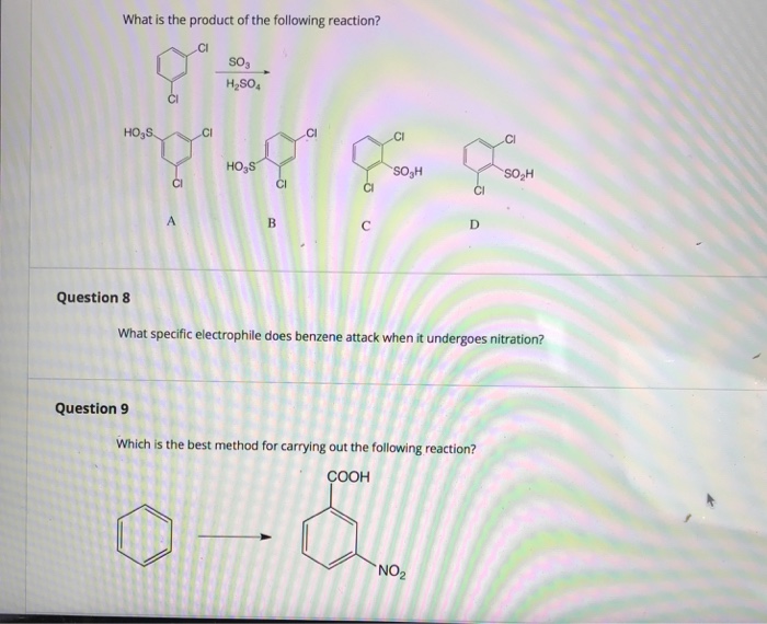 Solved What is the product of the following reaction? Cl SO3 | Chegg.com
