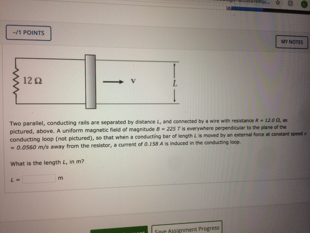 Solved Two parallel, conducting rails are separated | Chegg.com