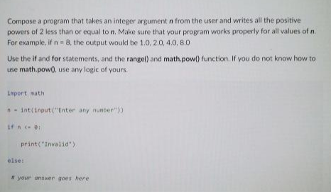Solved Compose a program that takes an integer argument n | Chegg.com