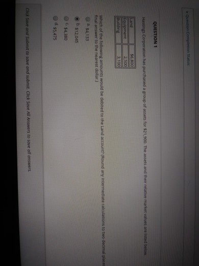 Solved Question Completion Status: QUESTION 1 Hastings | Chegg.com