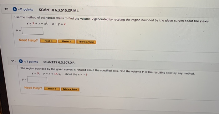 Solved 5. -/3 points SCalcET8 6.3.021. Consider the | Chegg.com