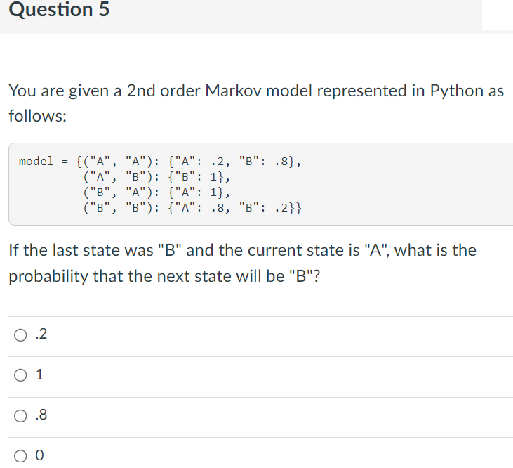 Solved You are given a 2 nd order Markov model represented | Chegg.com