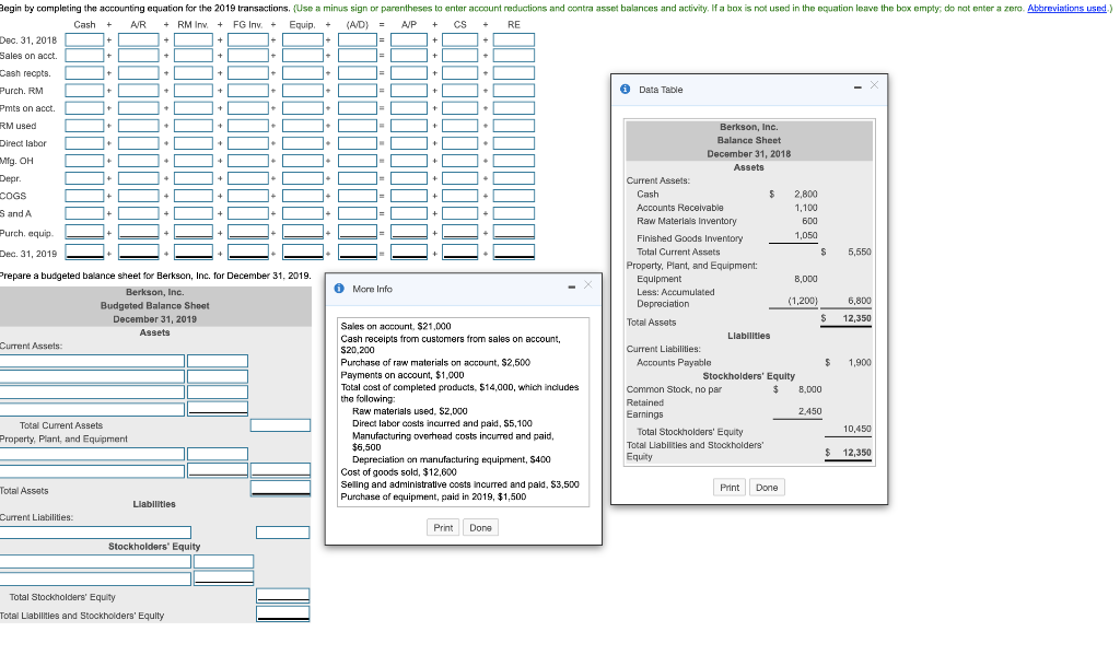 Solved RE Begin by completing the accounting equation for | Chegg.com